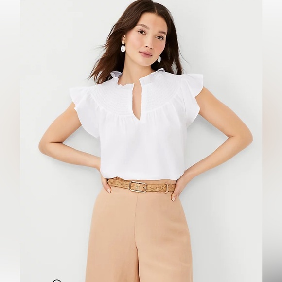 Ann Taylor | Tops | Nwt Ann Taylor Smocked Ruffle Blouse M | Poshmark
